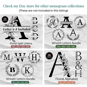 Split Monogram SVG Bundle, Spilt Letter Svg, Alphabet Clipart, Last ...