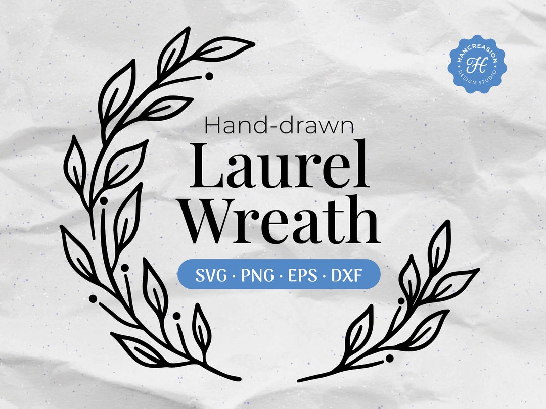 Laurel Wreath Svg, Hand Drawn Floral Wreath SVG, Flower Border Clipart ...