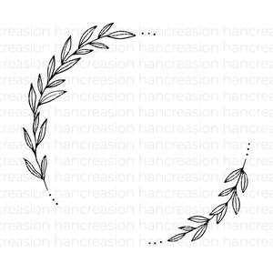 Laurel Wreath Svg, Hand Drawn Floral Wreath SVG, Flower Border Clipart ...