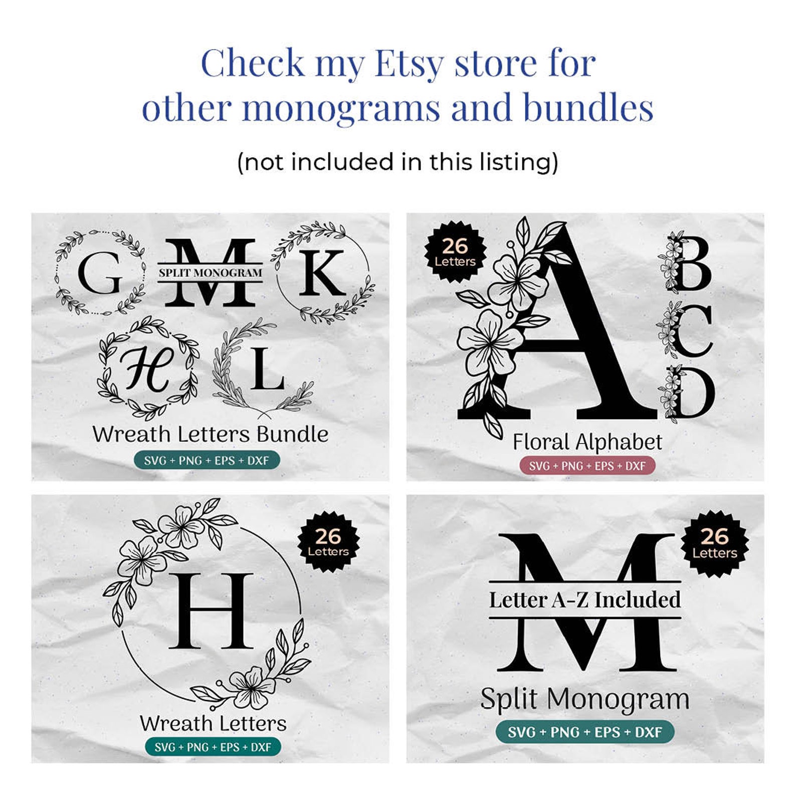 Split Monogram SVG Bundle, Floral Alphabet Svg, Last Name Svg, Florish ...