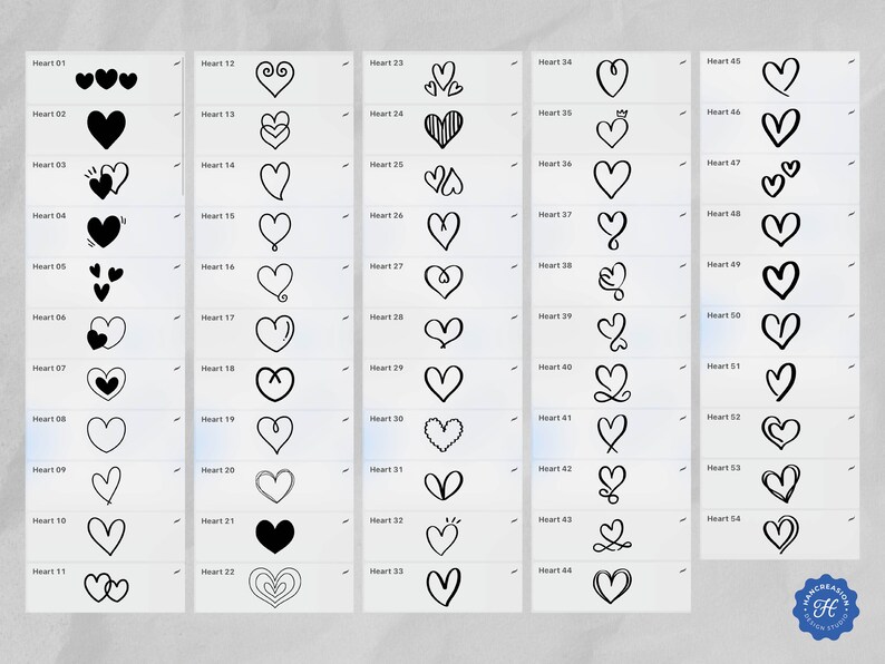 Procreate Heart Stamps, Heart Procreate Brush Set, Procreate Heart ...