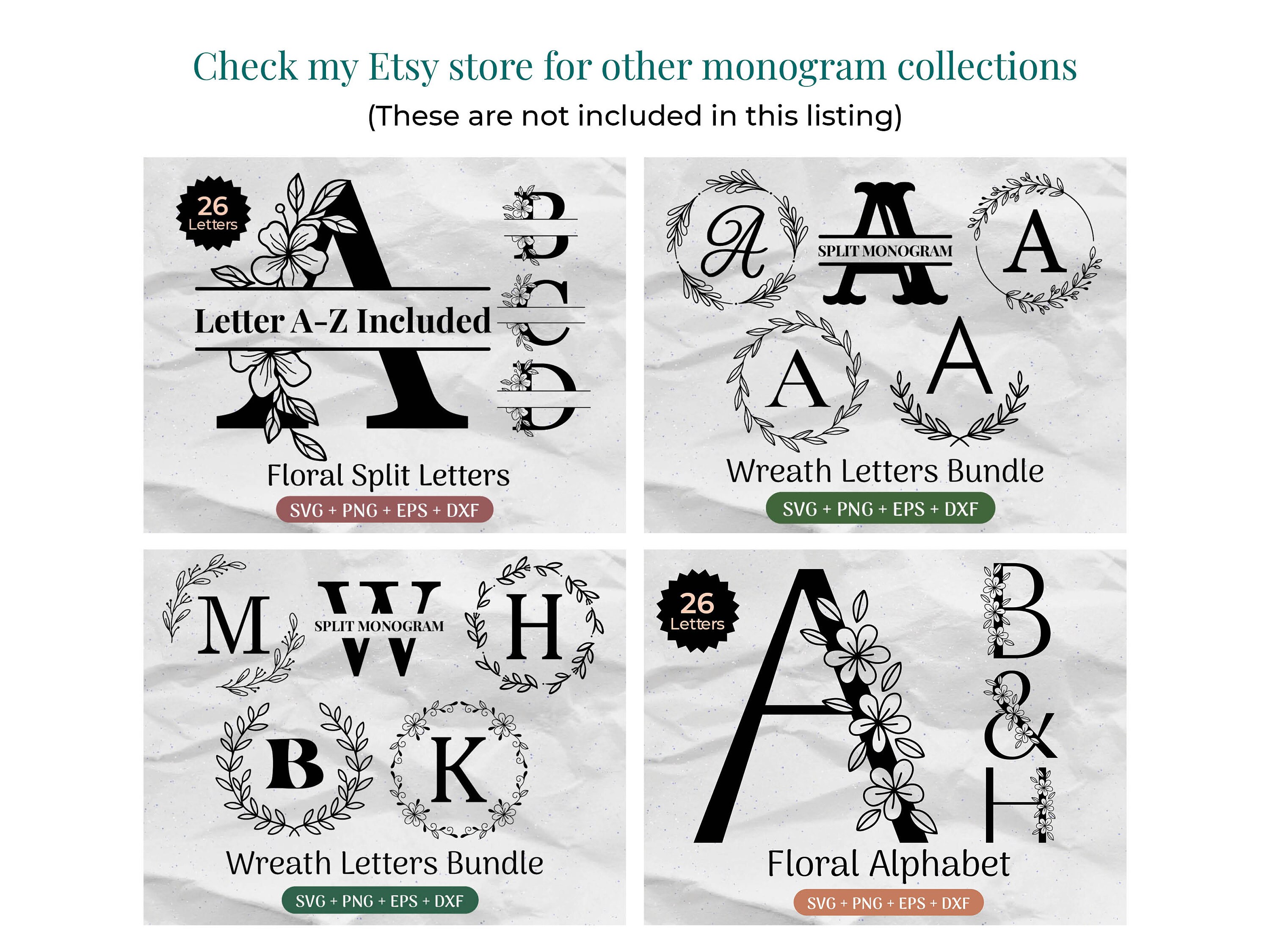 Monogram SVG Bundle Last Name Svg Initial Monogram Svg - Etsy
