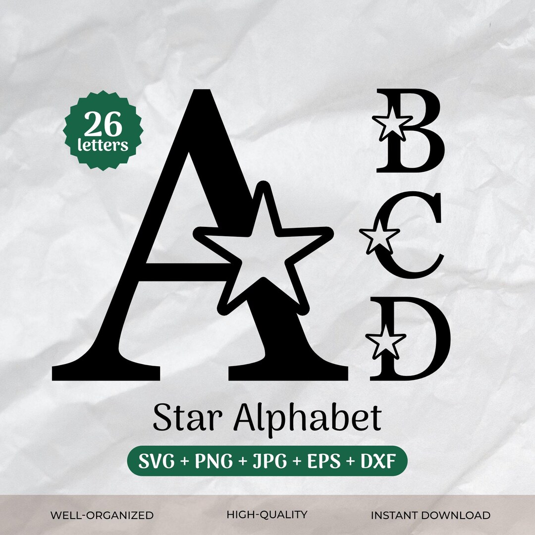 Star Alphabet SVG, Last Name Svg, Initial Monogram Svg, Floral Svg ...