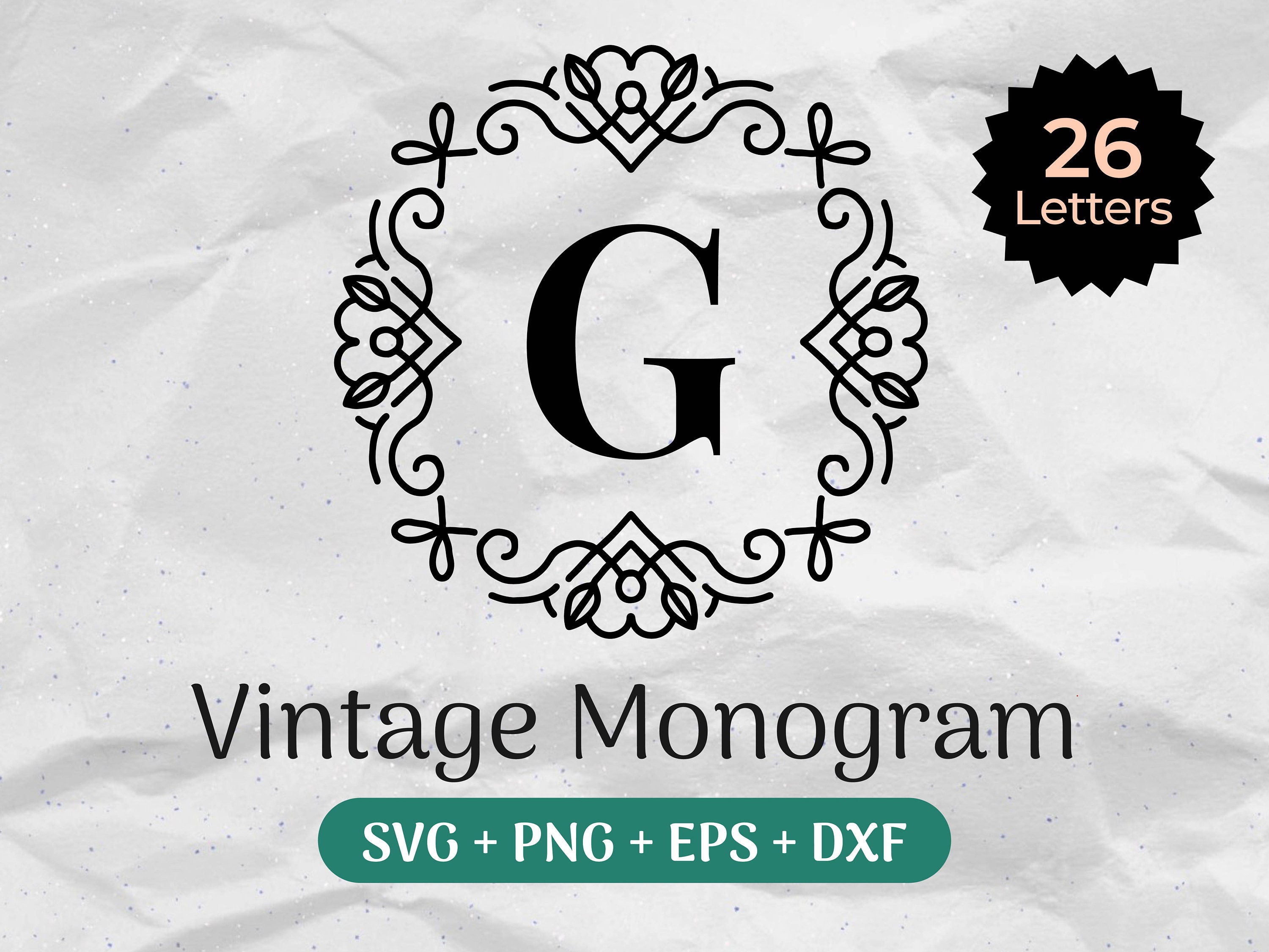 Initial Monogram SVG Vintage Monogram Svg Monogram Alphabet - Etsy