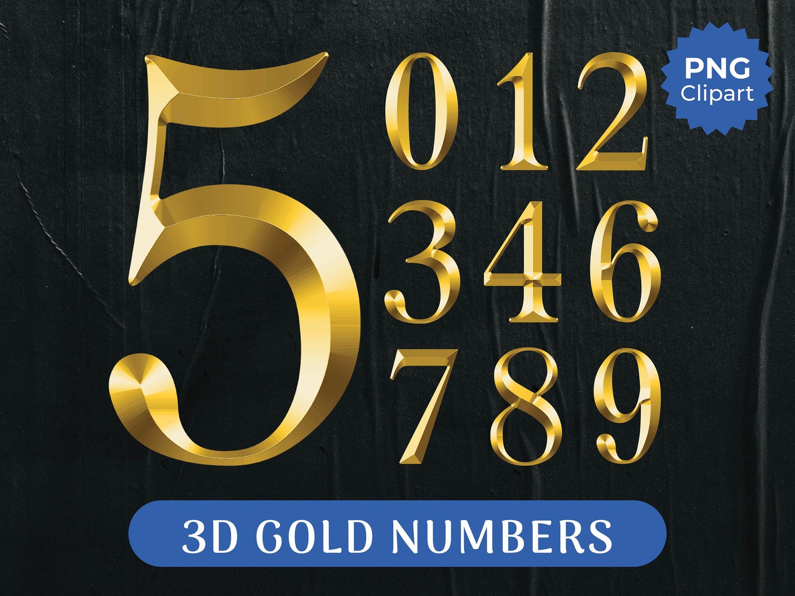 3D GOLD NUMBERS PNG, Vintage Gold Letters, Metallic Font Numbers ...