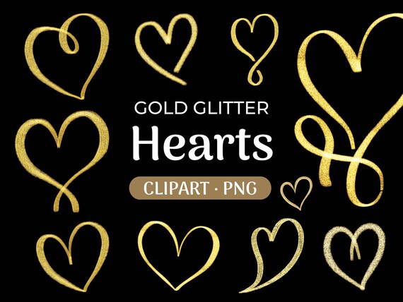 21 Gold Glitter Heart Clipart Bundle Glitter Heart Outline - Etsy