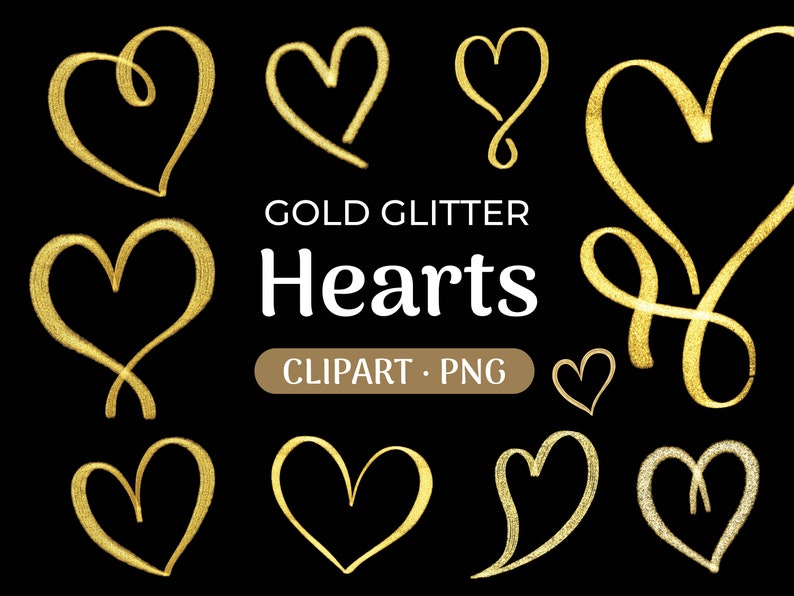 21 Gold Glitter Heart Clipart Bundle Glitter Heart Outline - Etsy