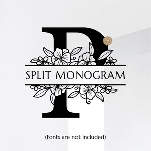 Split Monogram SVG Bundle, Floral Alphabet Svg, Last Name Svg, Florish ...