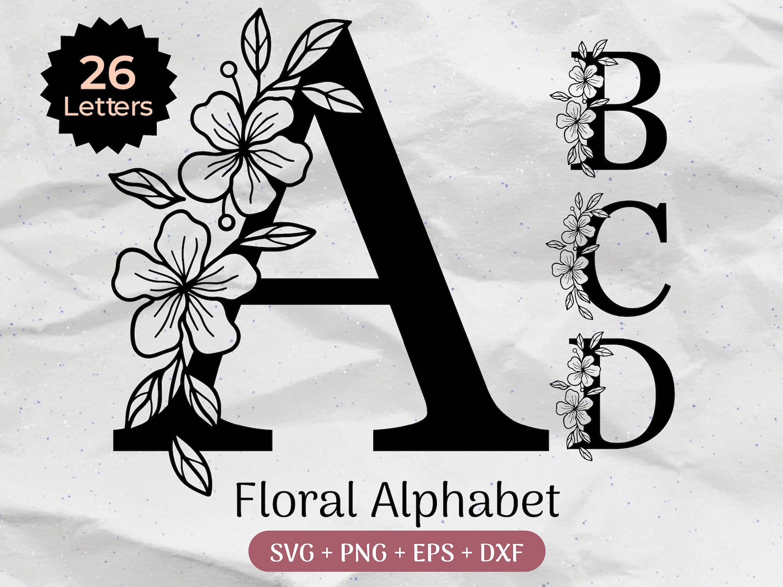 Alfabeto floral SVG apellido svg monograma inicial svg - Etsy México
