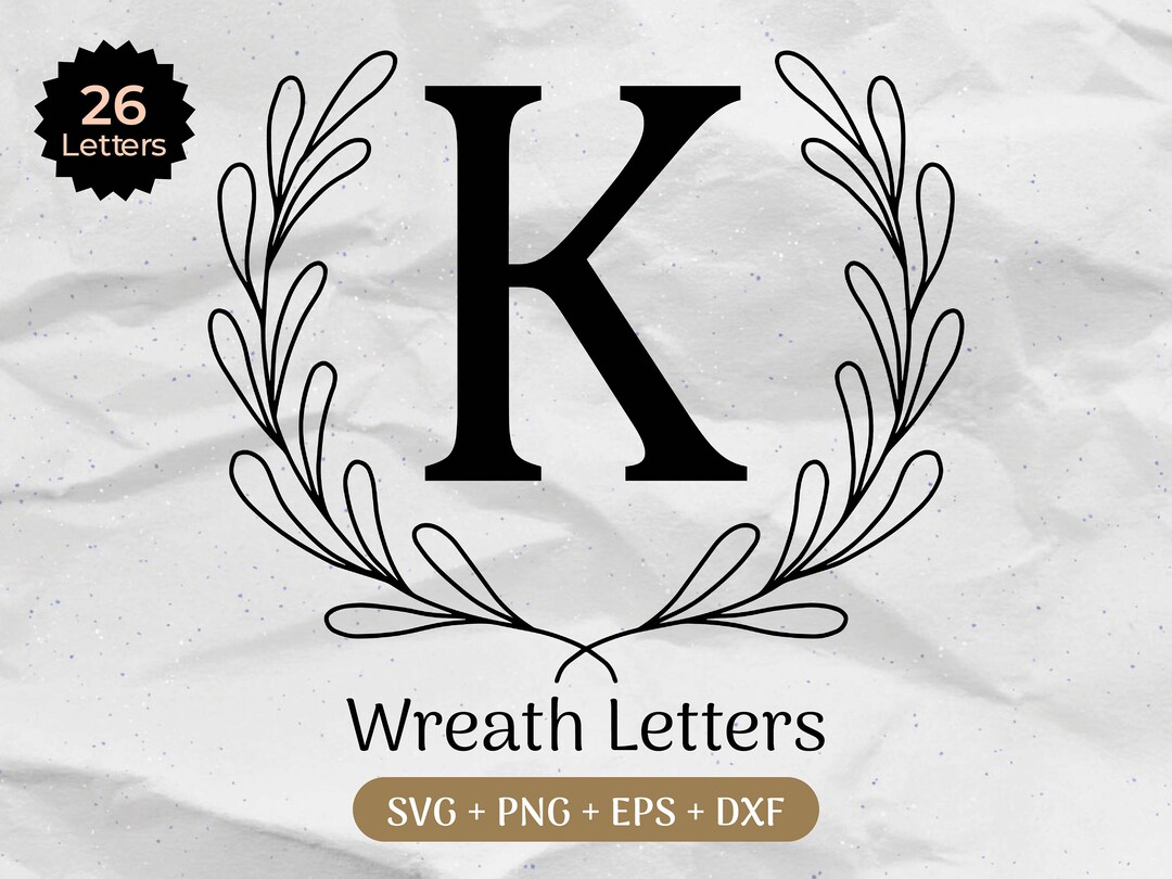 Wreath Letters SVG Bundle, Leaf Monogram Svg, Initial Monogram Svg ...