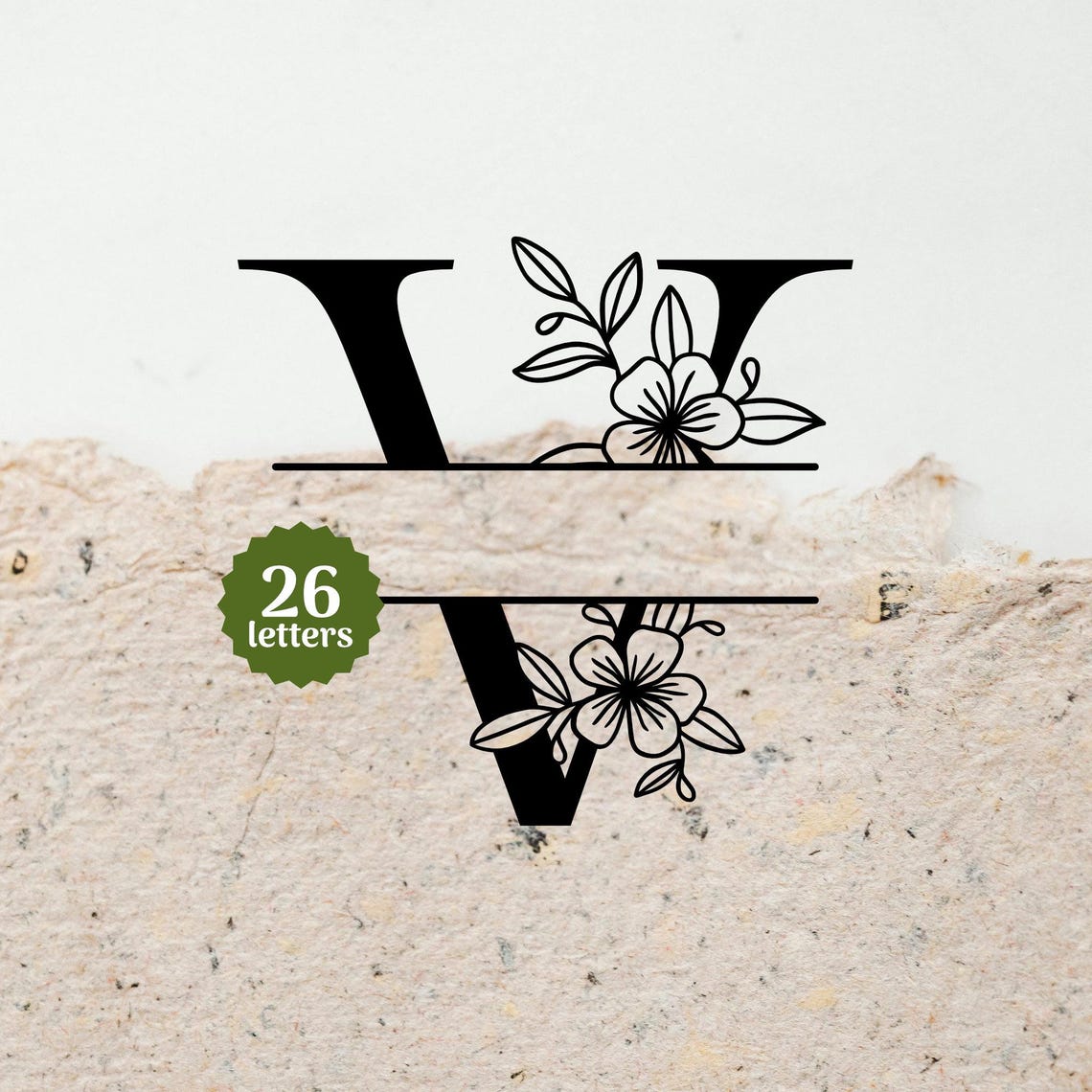 Split Monogram SVG Bundle, Floral Alphabet Svg, Last Name Svg, Florish ...