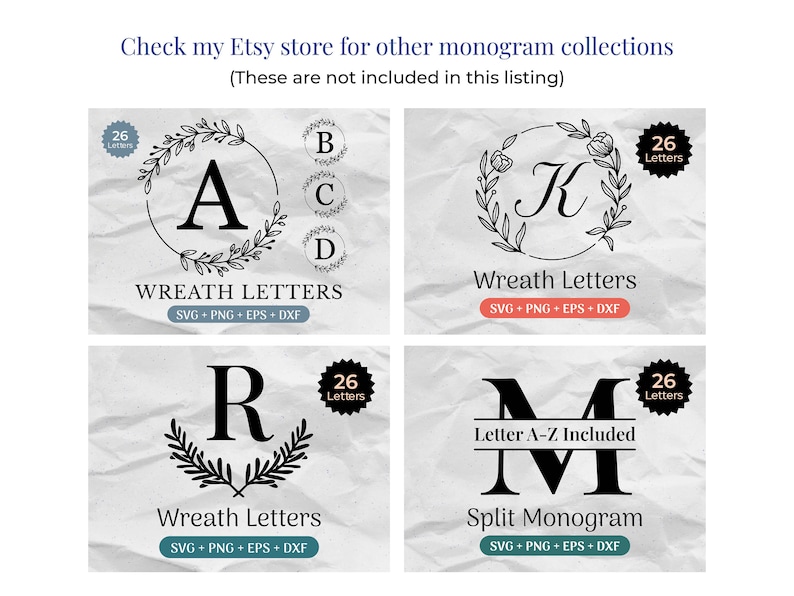 Monogram SVG Bundle Last Name Svg Initial Monogram Svg - Etsy
