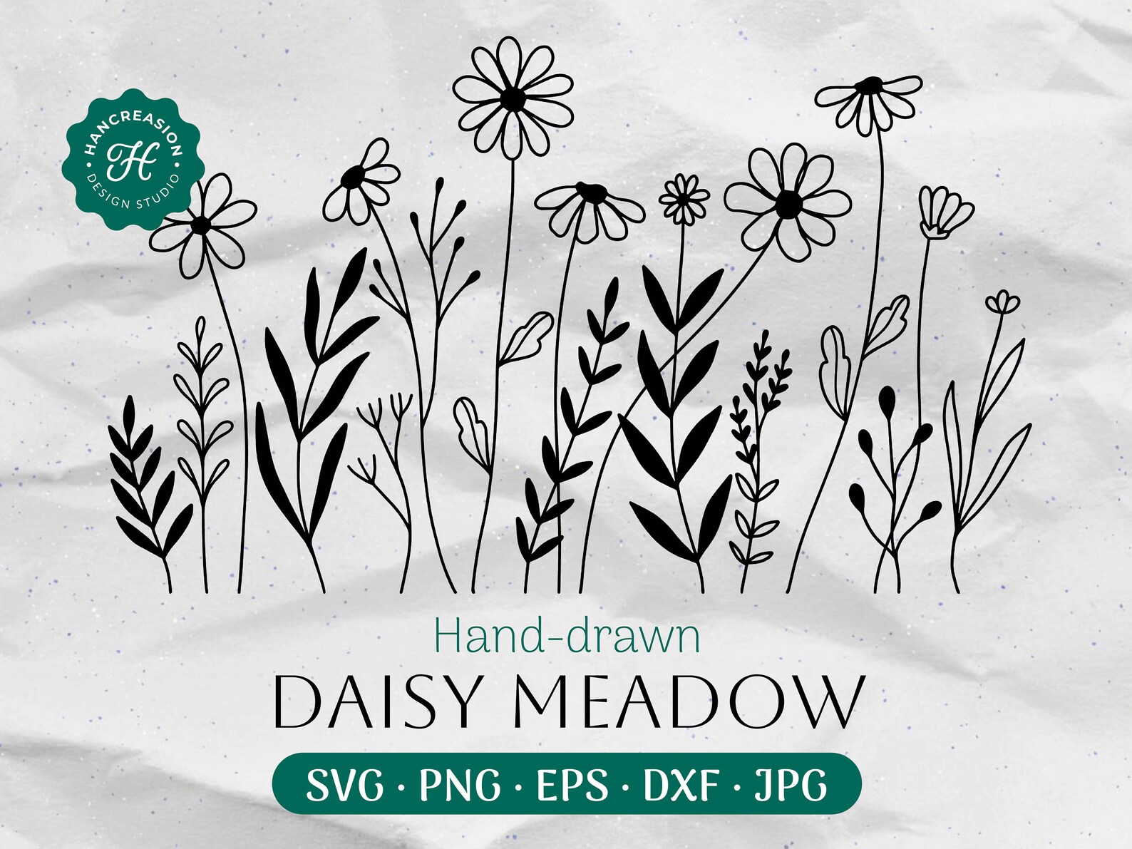 Daisy Svg, Hand Drawn Flower Svg, Wildflower Svg, Meadow Svg, Floral ...