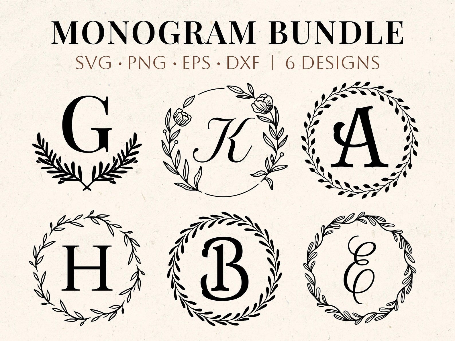 Monogram SVG Bundle, Last Name Svg, Initial Monogram Svg, Flourish ...
