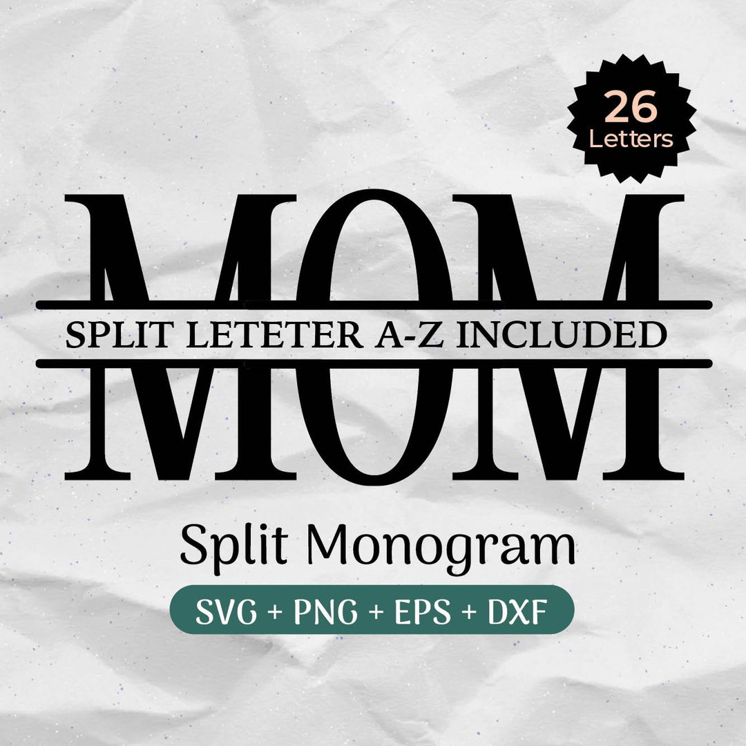 Aligned Split Monogram SVG Bundle, Spilt Letter Svg, Alphabet Clipart ...