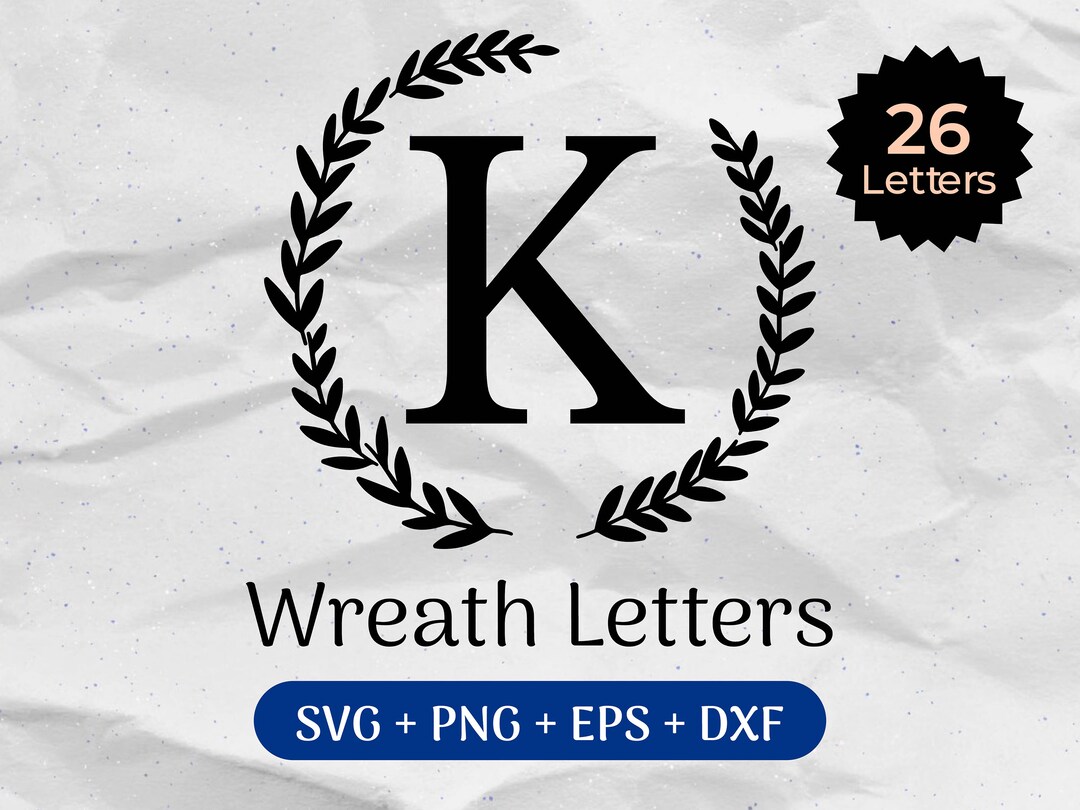 Wreath Letters SVG Bundle, Wreath Monogram Svg, Initial Monogram Svg ...