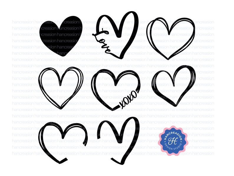 Heart SVG Bundle Doodle Heart SVG Hand Drawn Heart SVG Open - Etsy