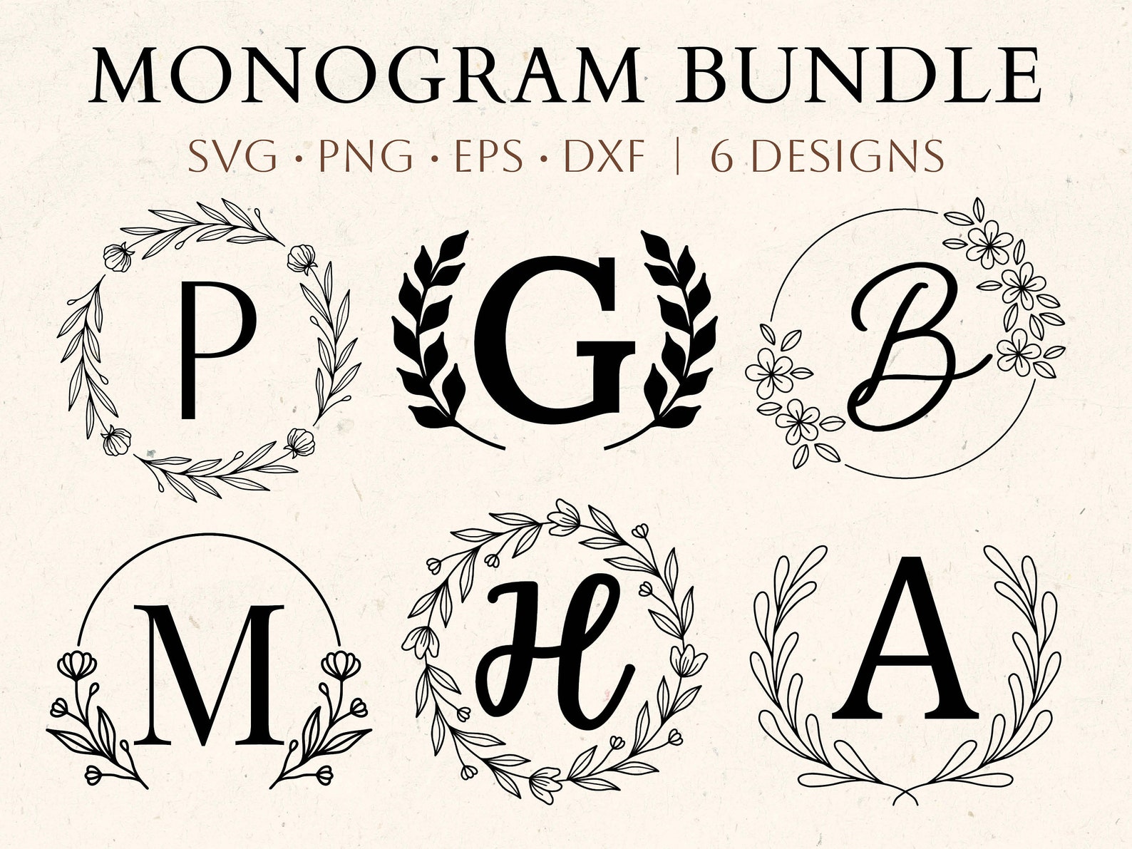 Monogram SVG Bundle, Last Name Svg, Initial Monogram Svg, Flourish ...