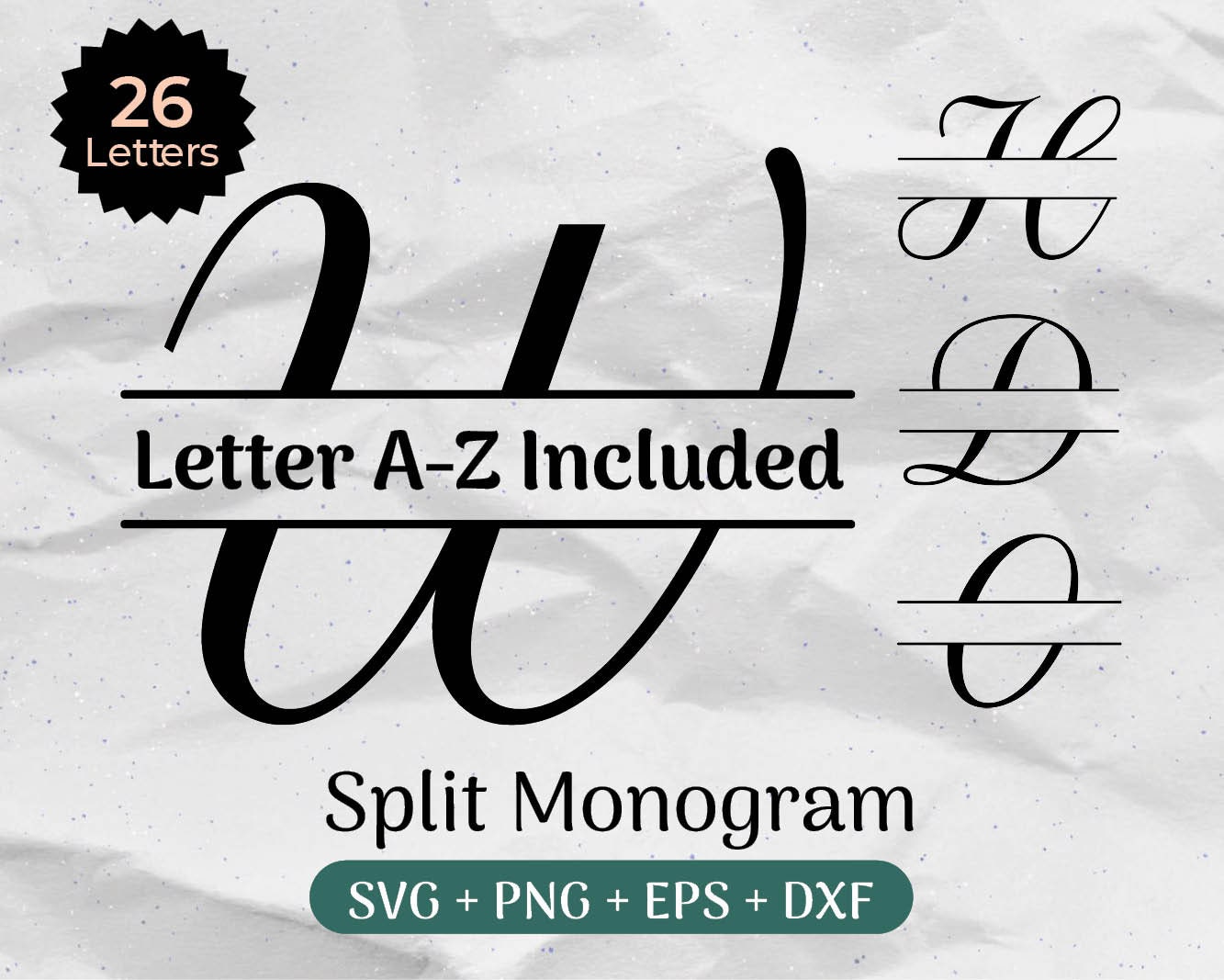 Split Monogram SVG Bundle, Spilt Letter Svg, Alphabet Clipart, Last ...