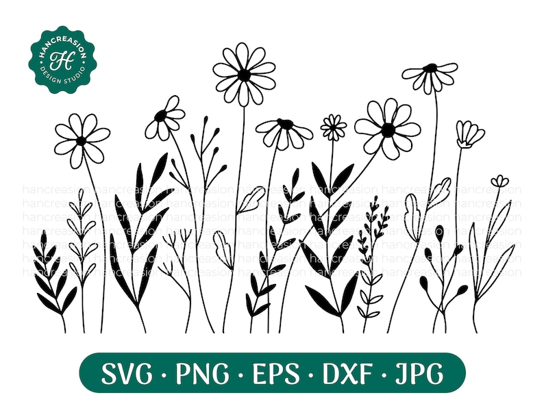 Daisy Svg Hand Drawn Flower Svg Wildflower Svg Meadow Svg - Etsy