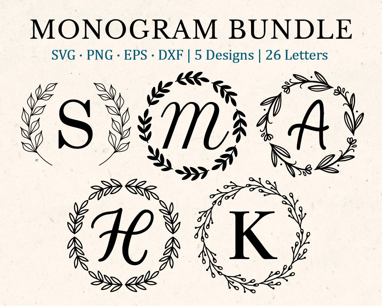 Monogram SVG Bundle Last Name Svg Initial Monogram Svg - Etsy