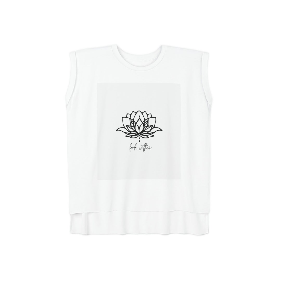 Womens Flowy Rolled Cuffs Lotus Flower Look Within Muscle Tee - Etsy