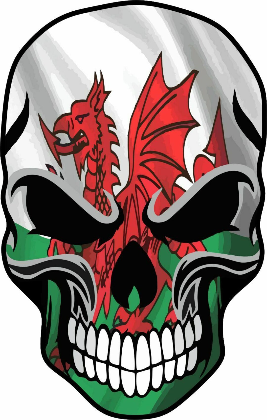 Wales Welsh Dragon Flag Skull Vinyl Sticke Car Van Bumper Sticker Day ...