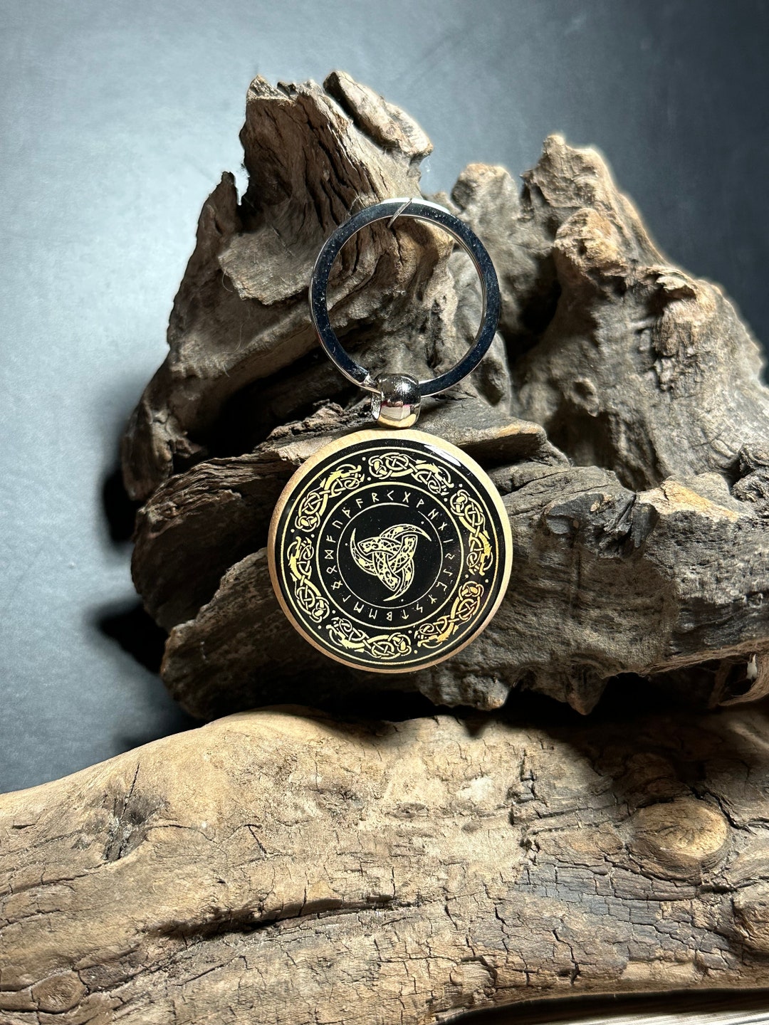 Viking Valknut Wooden Keyring, Odin Symbol - Etsy