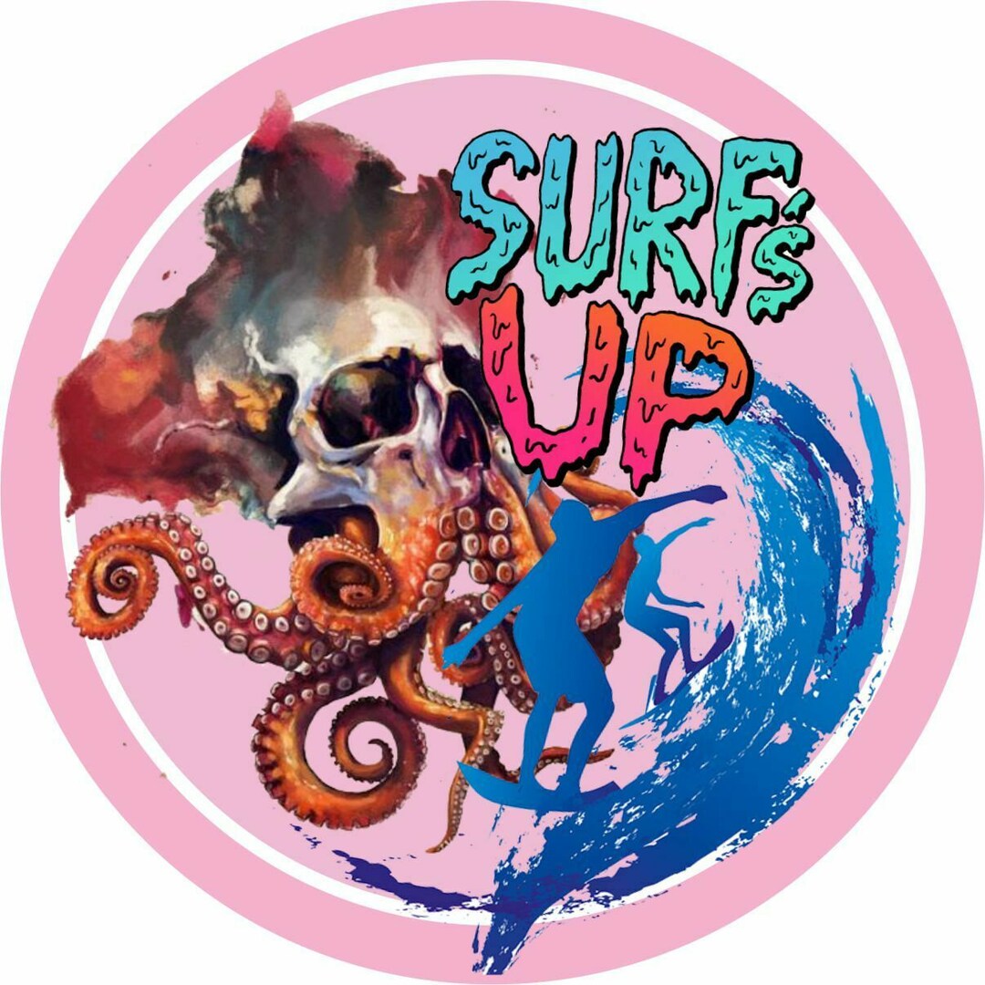 Surfs up Vinyl Sticker: Surfing Van Life Decal (100mm) - Etsy