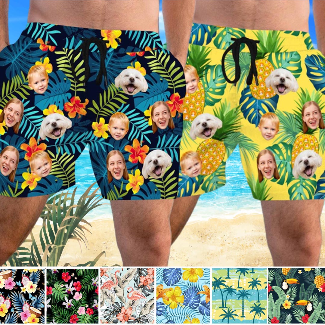 Personalized Face Swim Trunks: Custom Photo Hawaiian Beach Shorts - Etsy