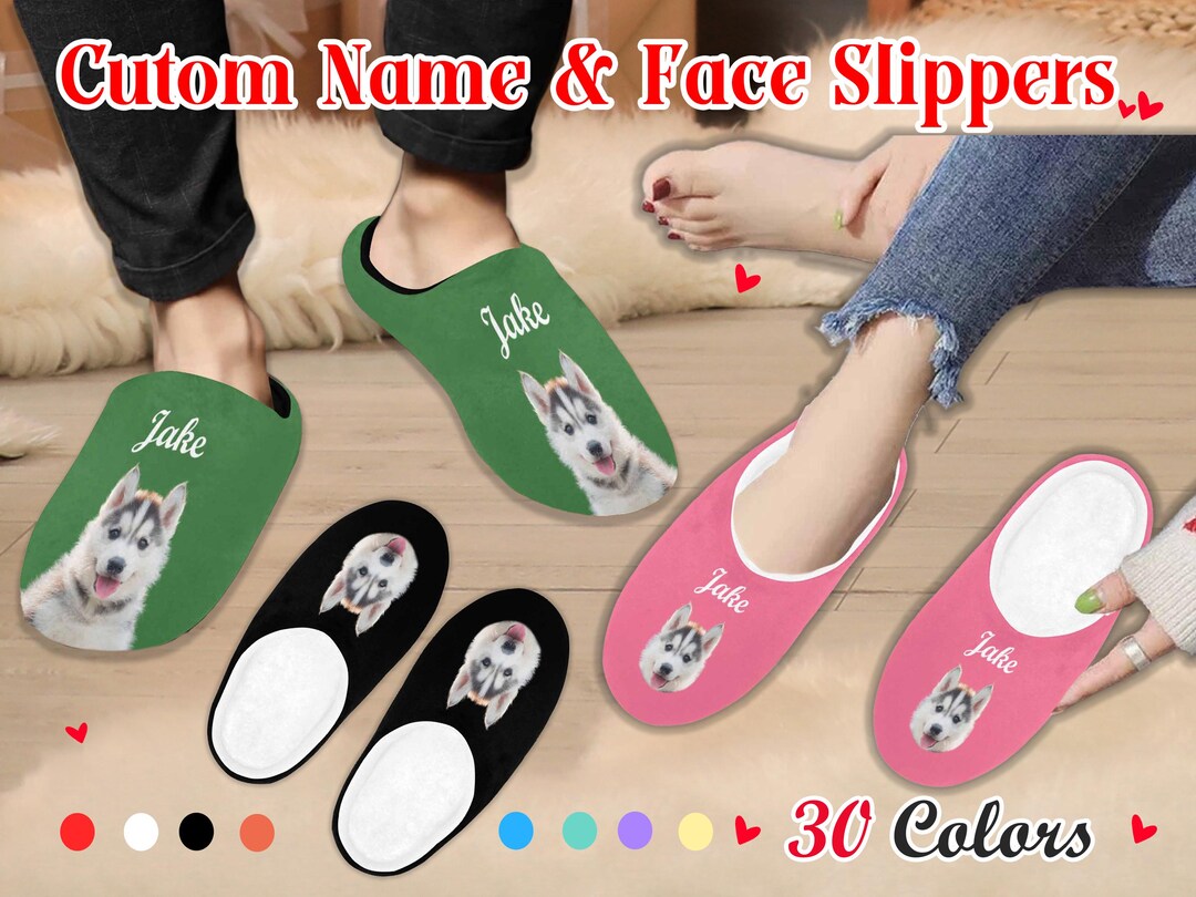 Custom Face & Name Slippers: Personalized Plush Indoor Slippers - Etsy