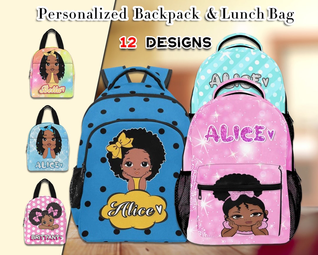 Custom Afro Black Girl Backpack Lunch Bag,personalized School Backpack ...