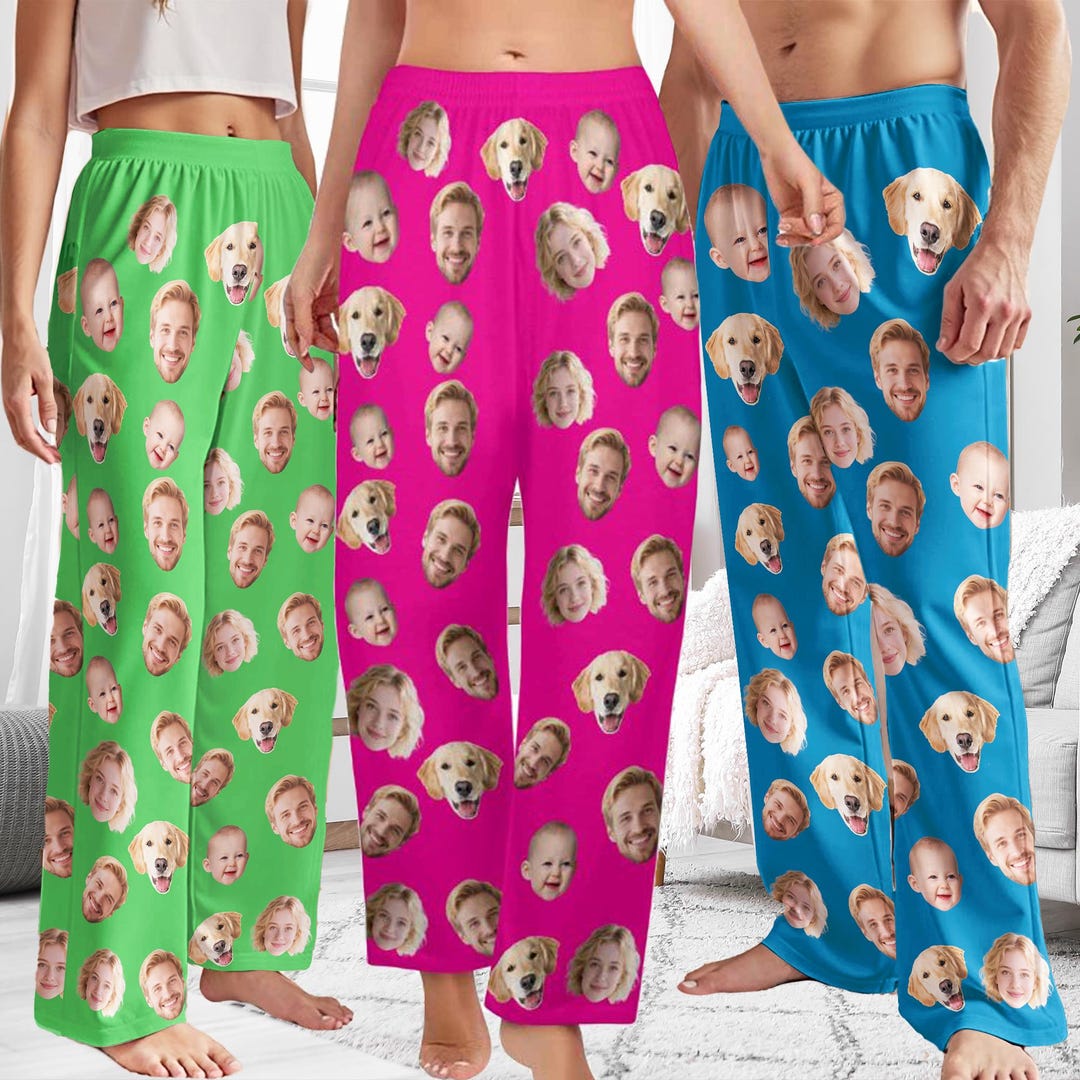 Custom Photo Pajama Pants, Personalized Face Unisex Pajamas,funny Socks ...