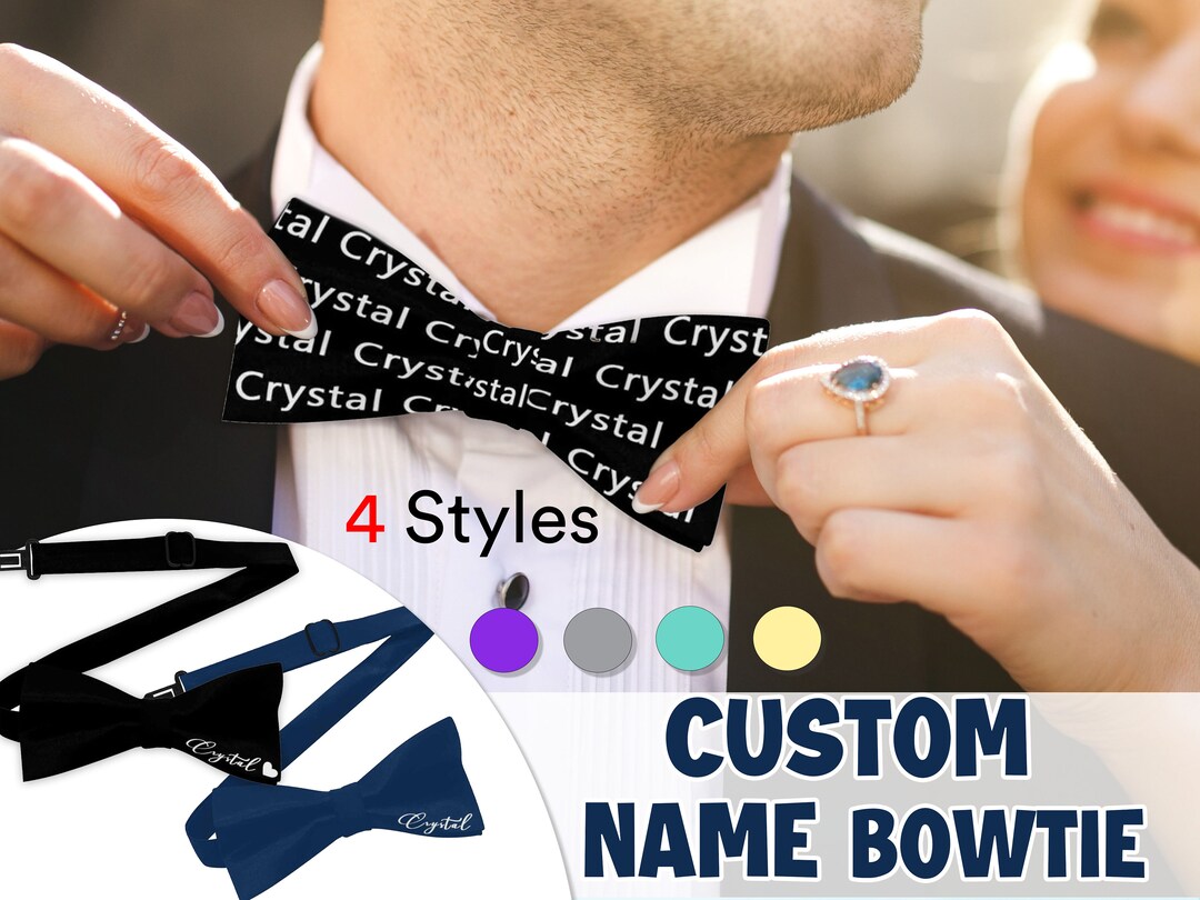Personalized Bow Tie: Custom Photo or Text, Pre-tied Polyester Bowtie ...