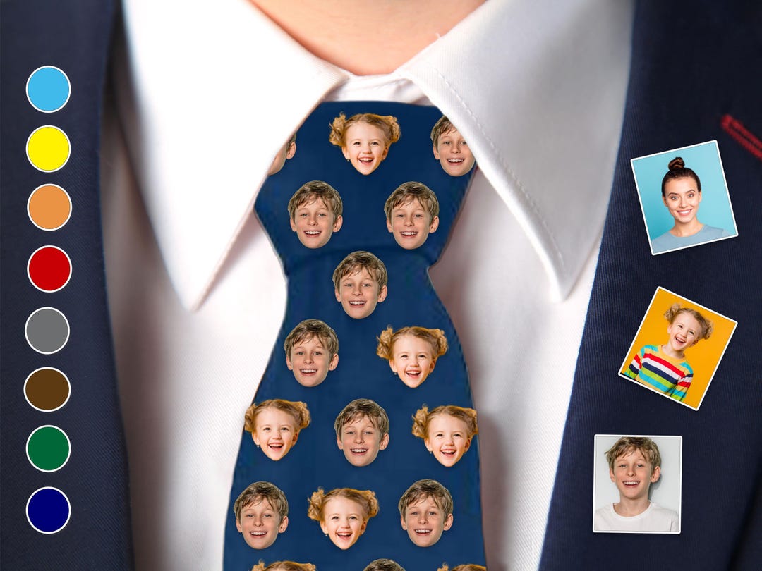 Custom Face Necktie, Personalized Photo Bow Tie, Gift for Him - Etsy