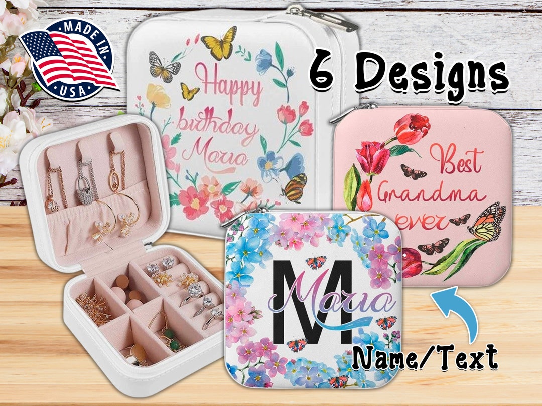 Custom Name Jewelry Box, Personalized Jewelry Travel Box With Text ...