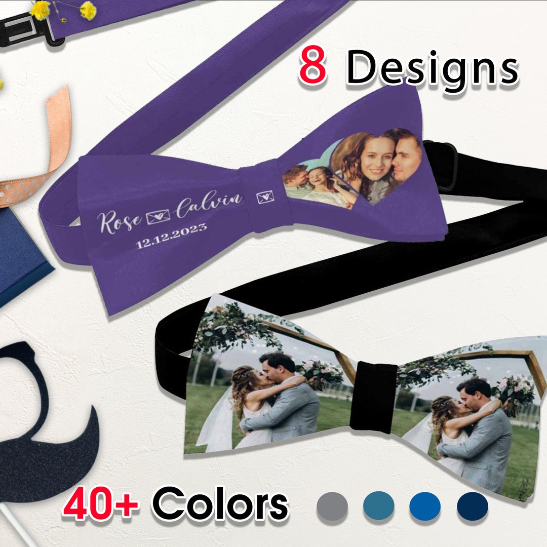 Personalized Photo Bowtie With Text, Custom Name Bow Tie, Custom Dog ...