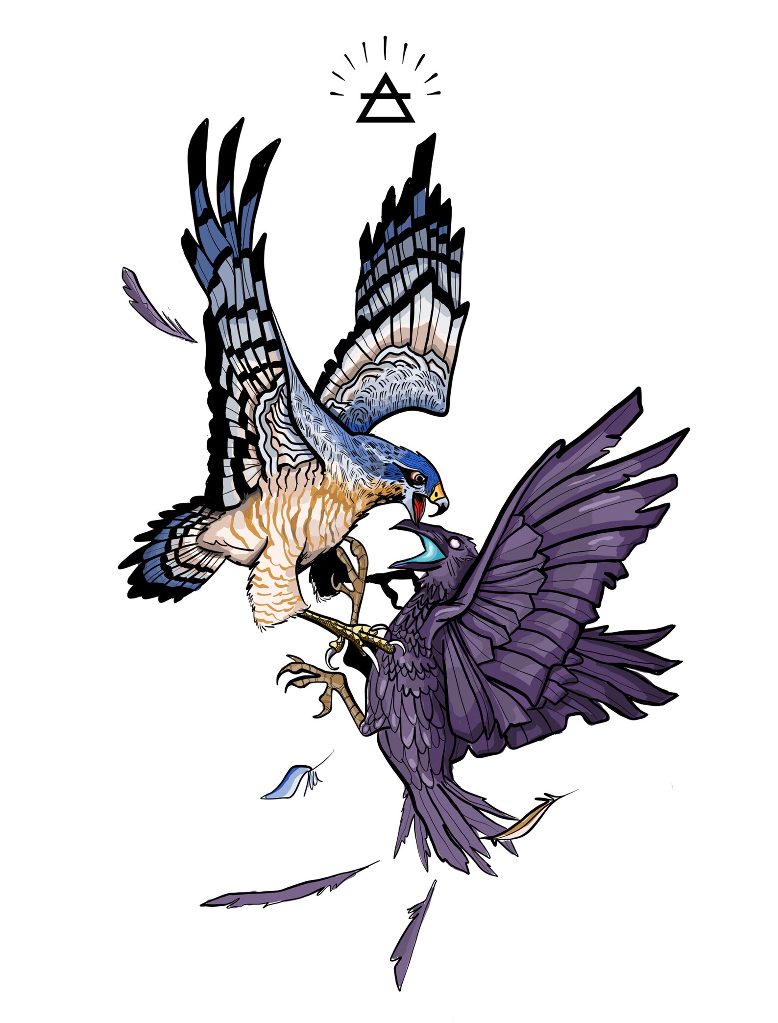 Crow Versus Falcon Crow Fighting Falcon Graphic Tee | Etsy