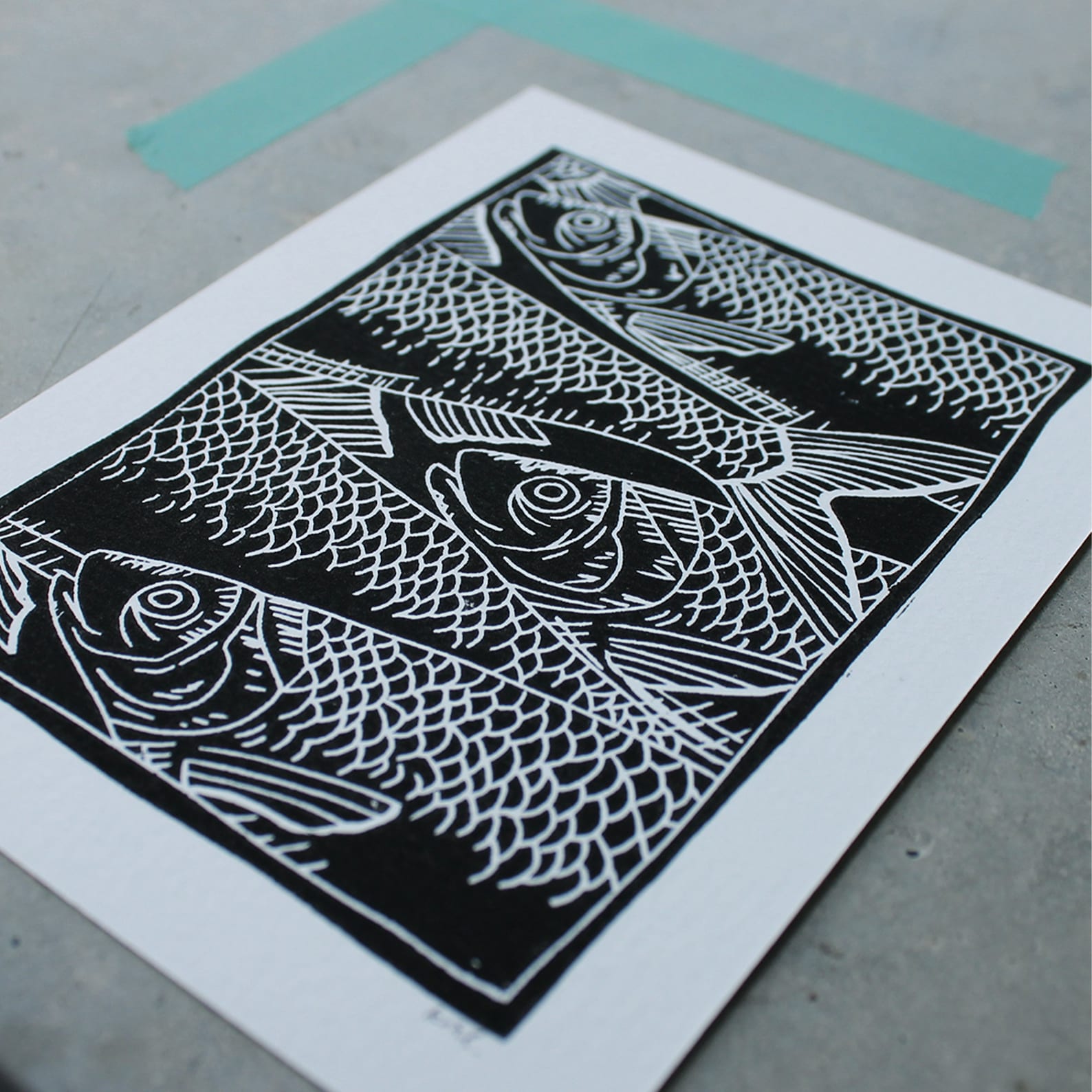 Fisch Linoldruck Fish Linoprint Mini-Print Hering - Etsy.de