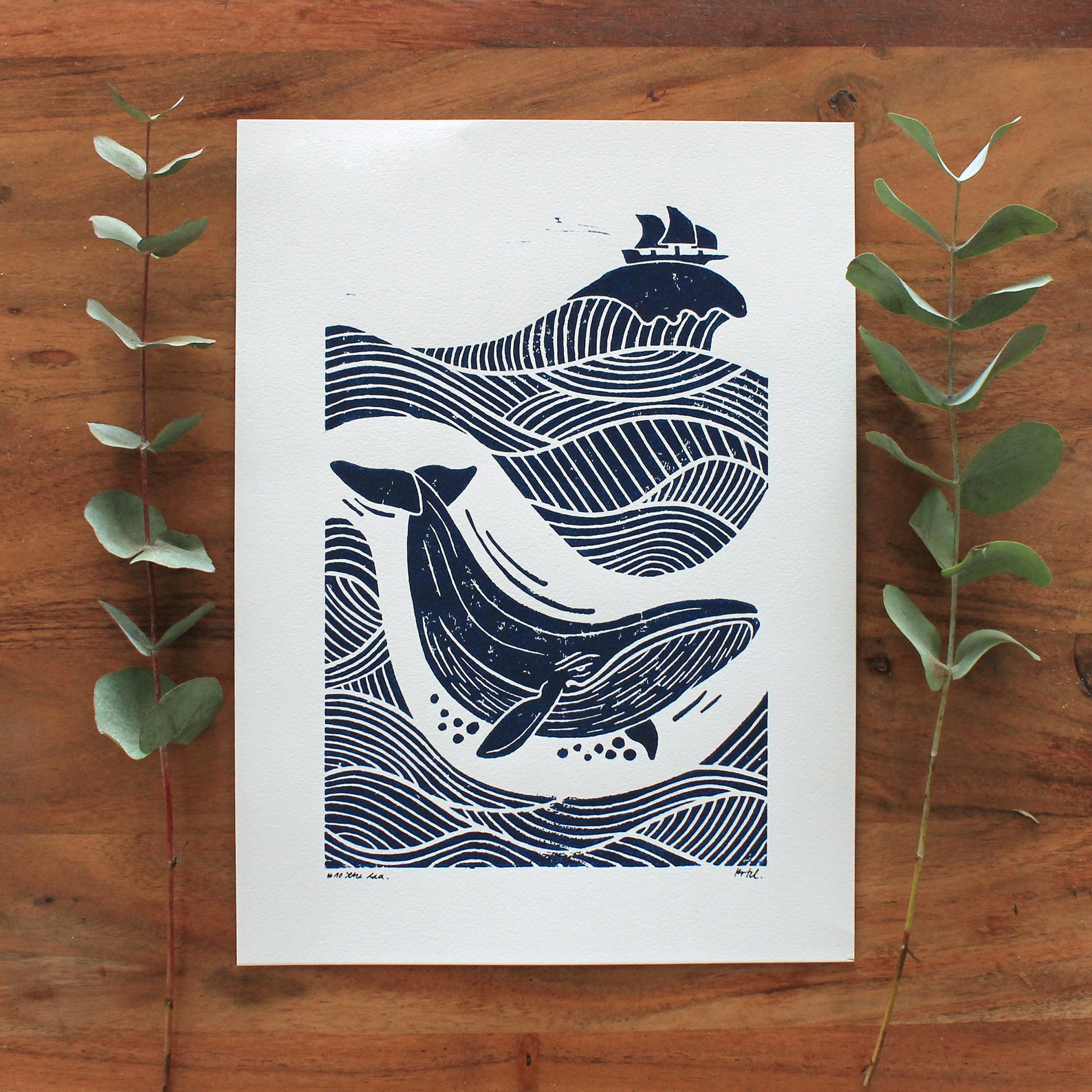 Wal Linoldruck Whale Linoprint The Sea / Maritim | Etsy