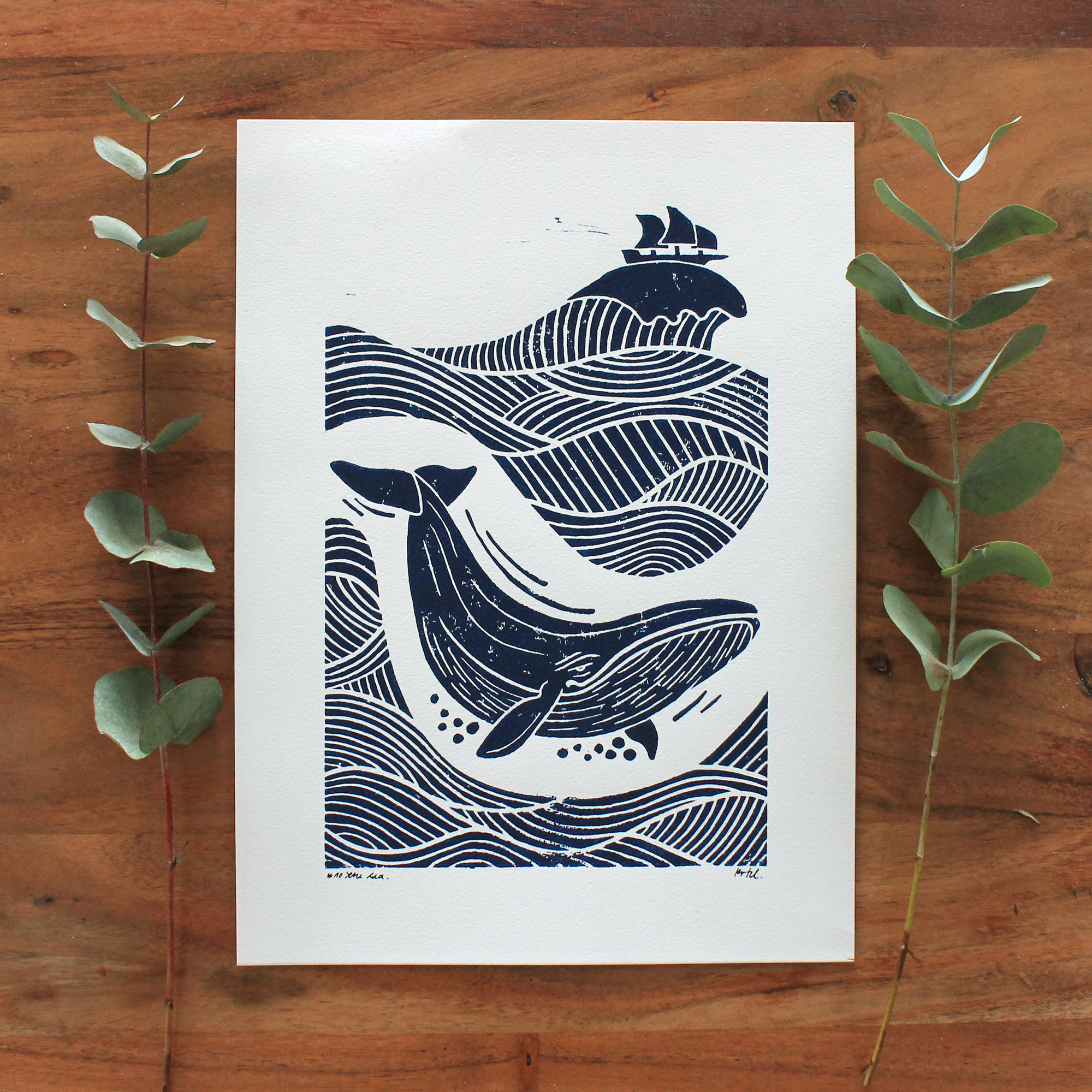 Wal Linoldruck Whale Linoprint The Sea / Maritim | Etsy