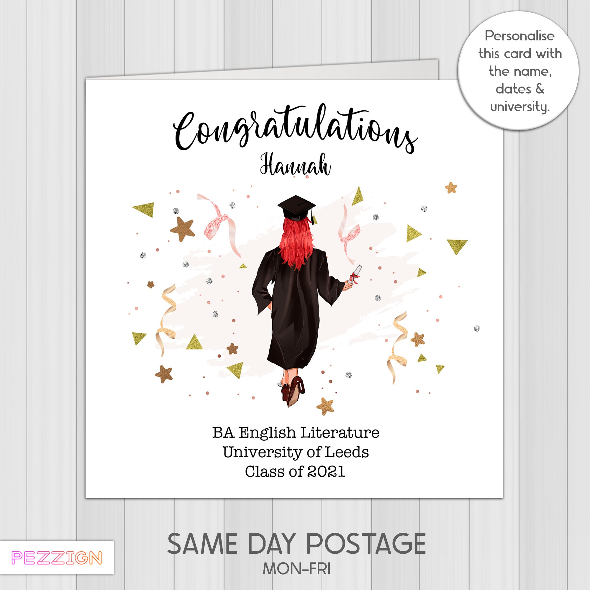 Personalised Graduation Card University Card Congratulations - Etsy