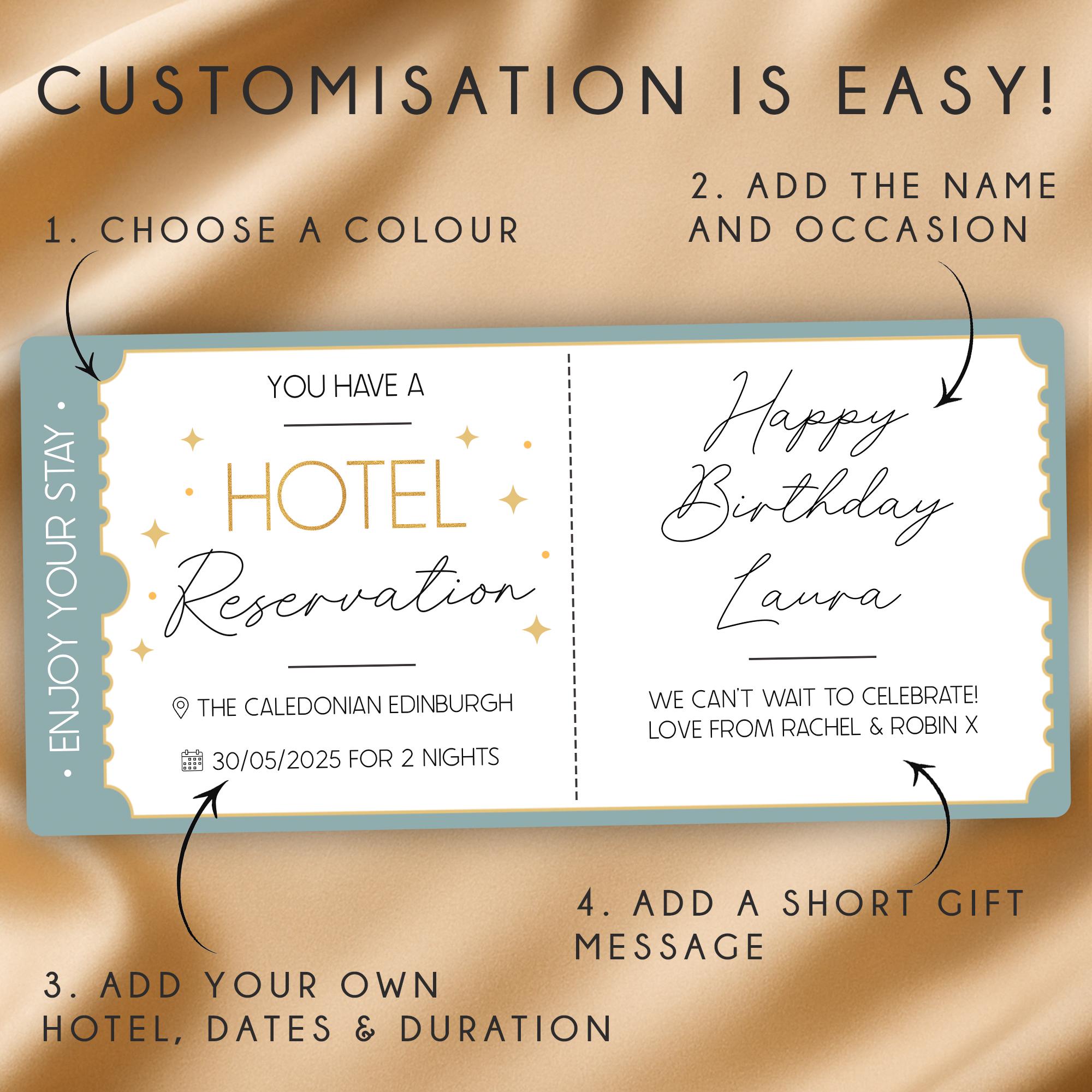 Personalised Surprise Hotel Stay Gift Voucher | Weekend Getaway Ticket ...