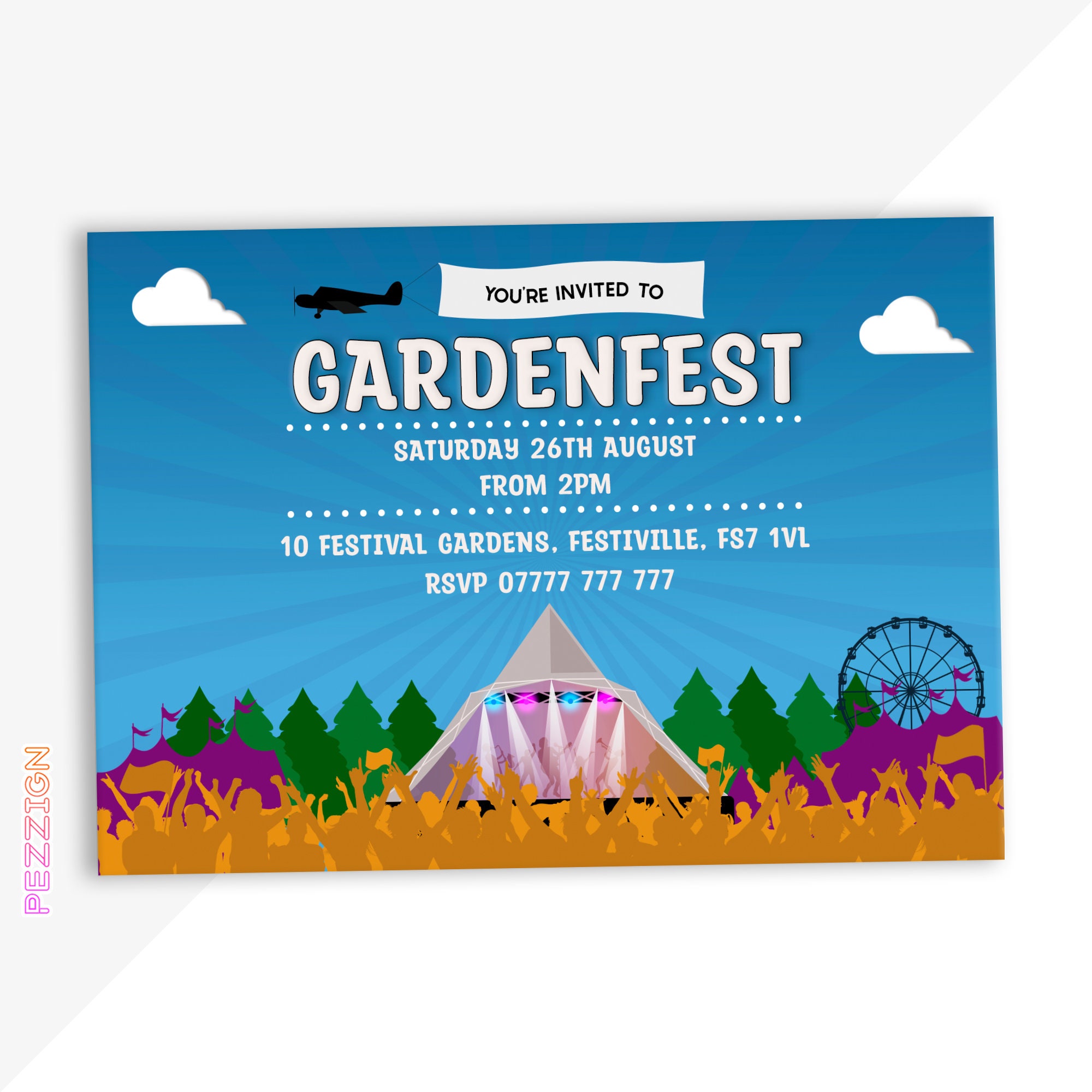 Personalised Music Festival Themed Party Invitations for - Etsy UK