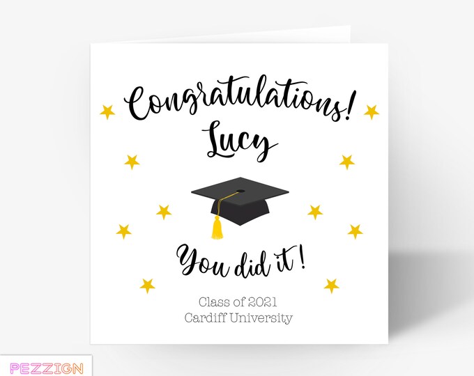 Personalised Graduation Card University Card Congratulations - Etsy
