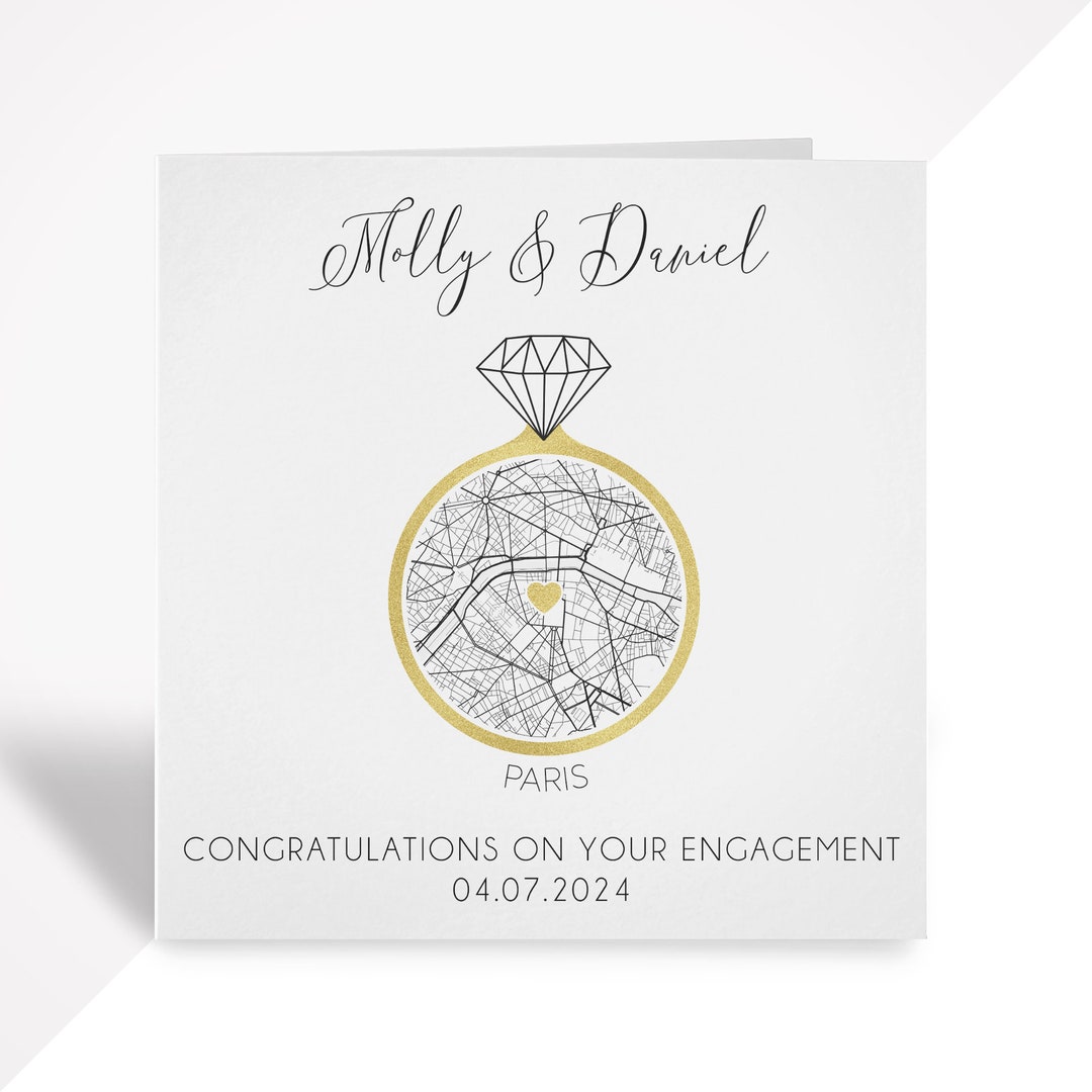 Personalised Engagement Card With Map | Customised Location Map Card ...