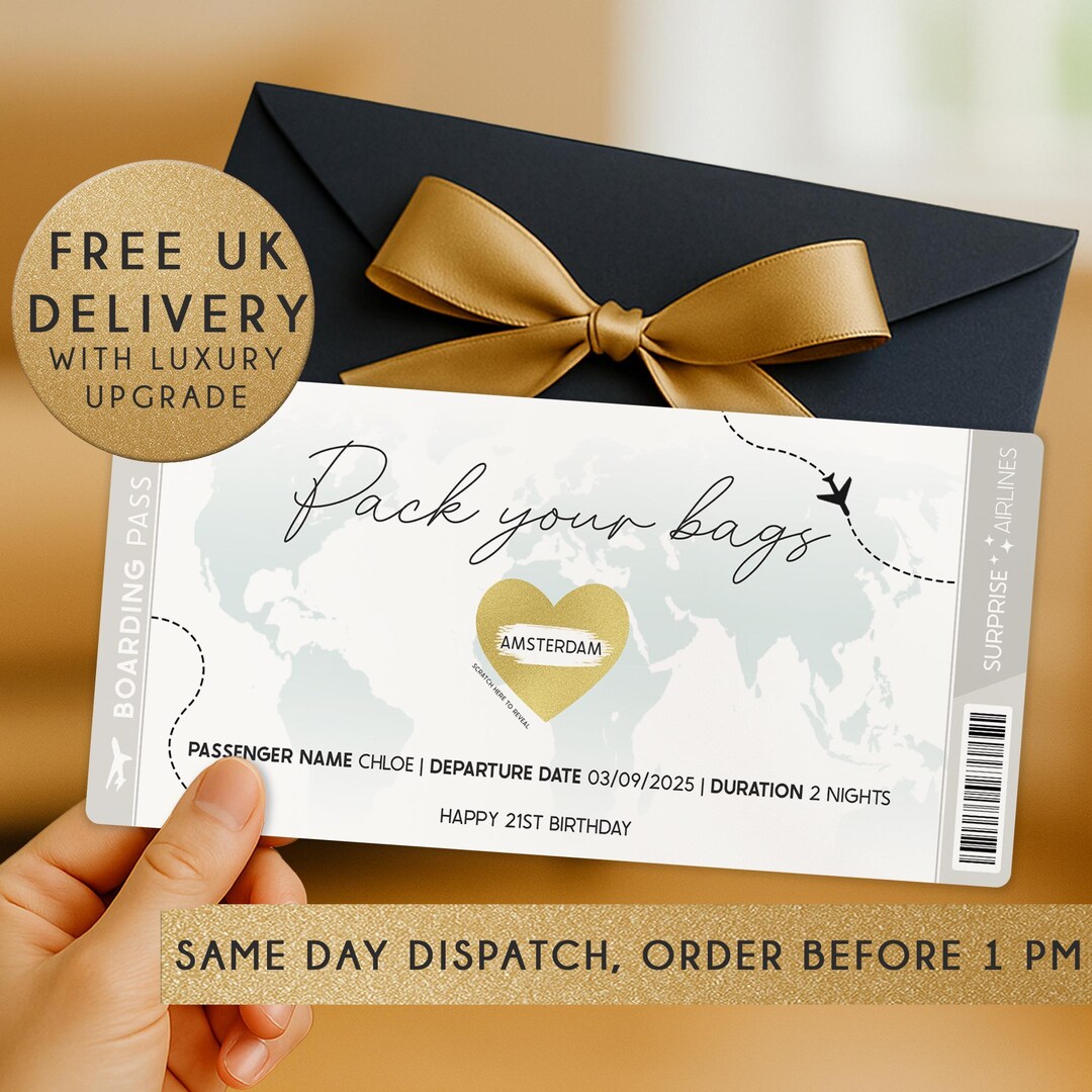 Scratch Reveal Boarding Pass – Personalised Holiday Ticket, Surprise ...