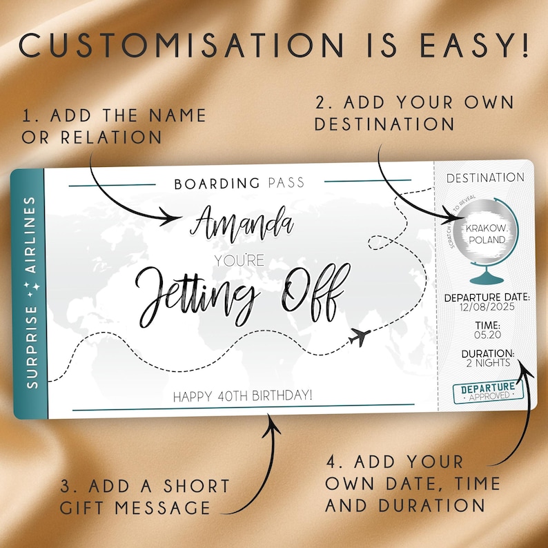 Scratch Reveal Boarding Pass – Personalised Holiday Ticket, Surprise ...