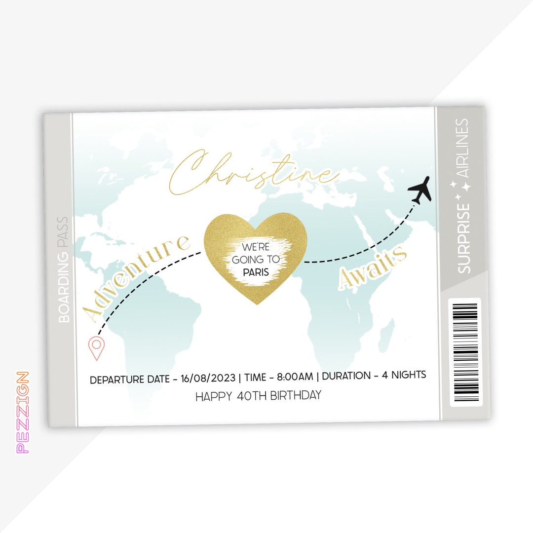 Personalised Boarding Pass Scratch Card, Surprise Holiday Trip, Travel ...