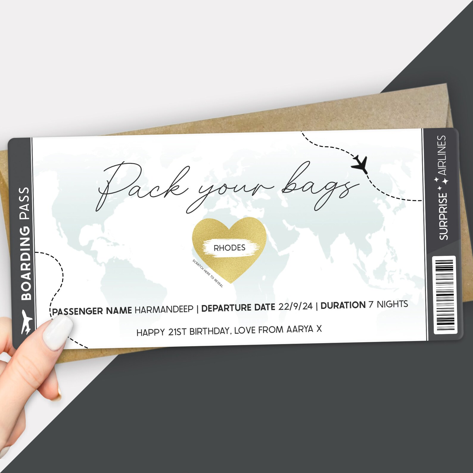 Scratch Reveal Boarding Pass – Personalised Holiday Ticket, Surprise ...